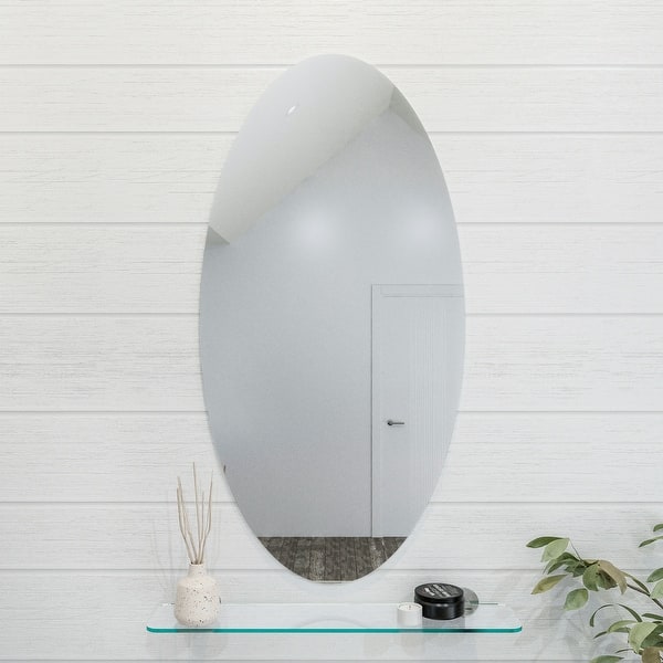 Croydex Belham Frameless Modern Oval Bathroom Vanity Mirror, Easy ...