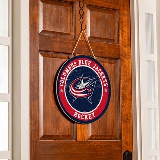 Columbus Blue Jackets Wooden Door Decor Wall Sign - Multi-Color - Bed ...