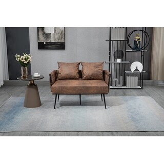 Modern Tufted Loveseat Microsuede Sofa with Removable Cushions Couch ...