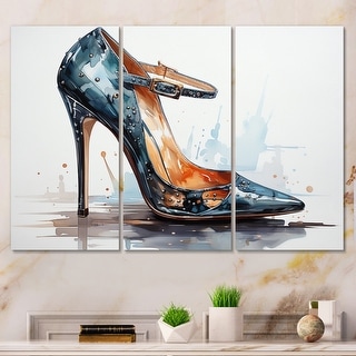Designart "Black Fashion High Heel Power I" Fashion Wall Art Print Set ...