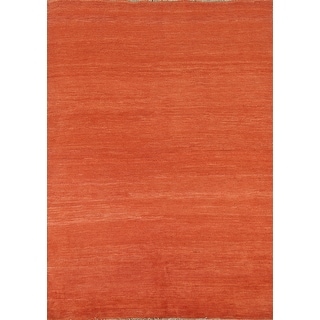 Orange Modern Gabbeh Oriental Area Rug Handmade Stripe Wool Carpet - 4 ...