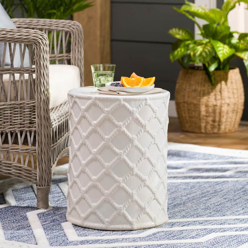 Winthrop White Modern Ceramic Garden Stool by Livabliss - Overstock ...