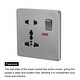 UK US Socket Switched Multi Power Outlet Grey 250V 13A 88mmx86mm Pack ...