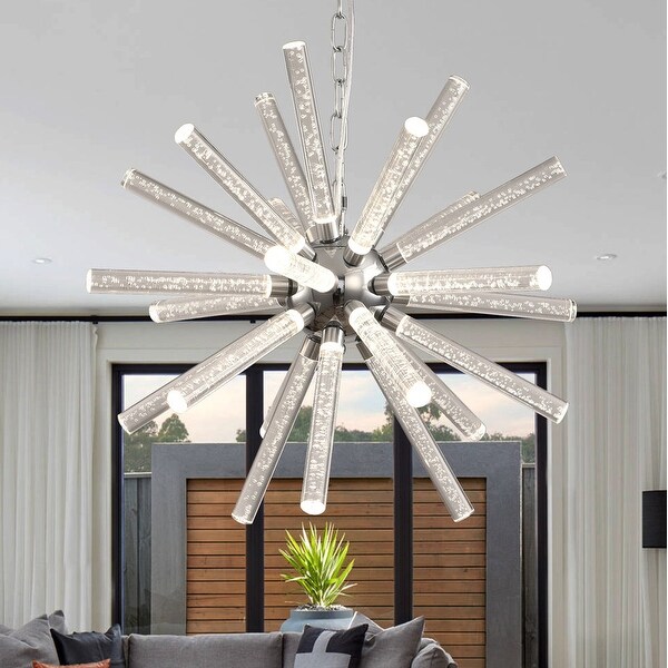 10-Light Modern Glam Linear Sputnik Cluster Branch Cylinder Fabric ...