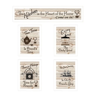 Set Of Five Kitchen Friendship Collection II 5-Piece 4 White Framed ...
