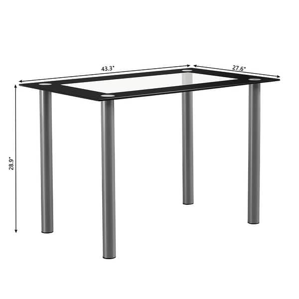 Tempered Glass Rectangle Dining Table with Metal Legs - Bed Bath & Beyond - 39036456
