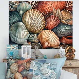 Designart "Seaside Seashells Iii" Modern Landscape Beach Wall Art ...