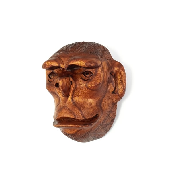 Wooden Hand Carved Wall Mask Monkey Face Sculpture Hanging Figurine ...