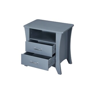 Wood Nightstand w/ Top Open Compartment and 2 Single Handle Drawers ...