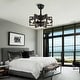 18" Oaks Aura Spacecraft-inspired Industrial Black Caged Ceiling Fan ...