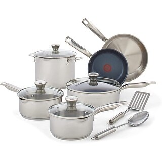 Platinum Stainless Steel with Nonstick Pan Cookware Set 12 Piece ...