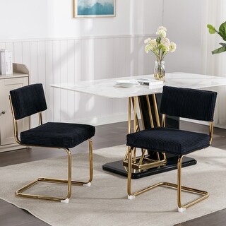 Modern Dining Chairs with Corduroy Fabric,Gold Metal Base, Accent ...