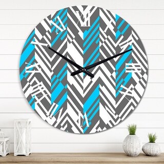 Designart 'Grey And Blue Triangular Geometrics' Patterned wall clock ...