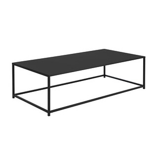 Eme 48 Inch Coffee Table, Rectangular Top, Black Finished Metal Frame ...