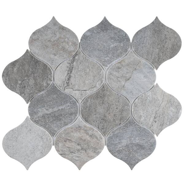 TileGen. Recycle Classic Verona Stone Look Glass Mosaic Wall Tile (10 ...