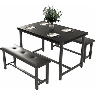 Dining Table Set for 4, Rectangular Dining Room Table Set with 2 ...