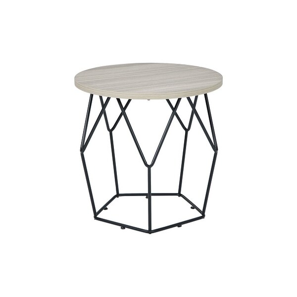 Waylowe Contemporary Light Brown Black Round End Table 24 W x 24 D x 24 H Bed Bath Beyond 31842488
