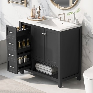 36" Bathroom Vanity with Sink Top, Two Doors and Two Drawers, Open ...