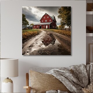 Designart "Farm Farmstead Delight Muted II" Countryside Metal Large ...