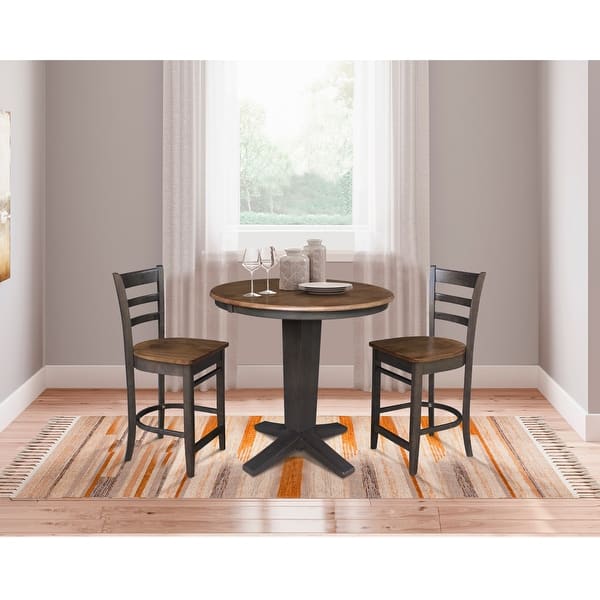 36 in Round Counter Height Extension Dining Table with 12 in Leaf and ...