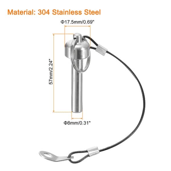 304 Stainless Steel Ball Locking Pins with Push Ring and 14cm Rope ...