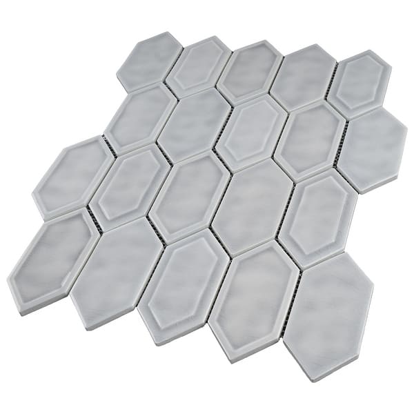 TileGen. Recycle Classic Bianaca Glass Mosaic in Ice Crack Grey Wall ...