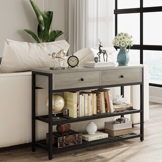 Double Drawer Storage Foyer Table with Two Drawers and Two Layers of ...