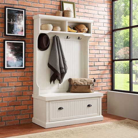Crosley Seaside Distressed Black Wood Hall Tree - Overstock - 15974825