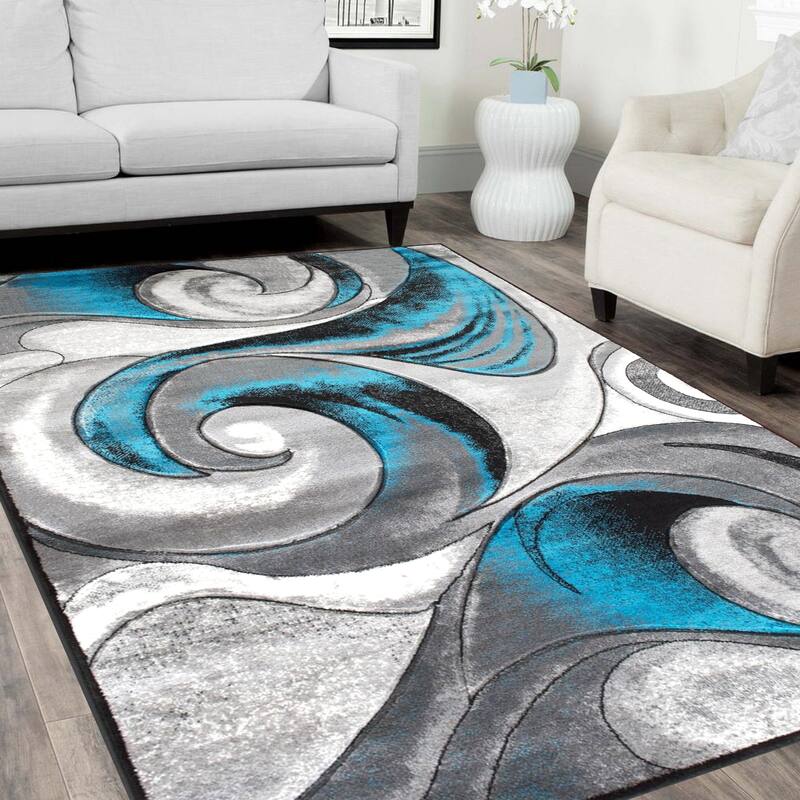 HR Swirls Abstract Design Modern Contemporary Hand Carved Area Rug 3-D ...