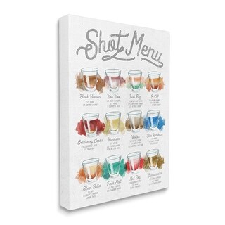 Stupell Cocktail Shot Menu Kitchen Drink Recipes Canvas Wall Art - Bed ...