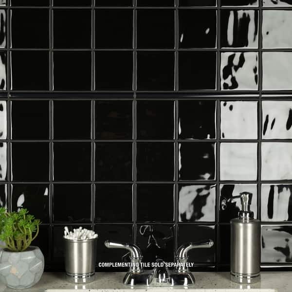 Merola Tile Twist Square Black Olive 11.75" x 11.75" Ceramic Mosaic ...