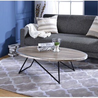 Weathered Oval Coffee Table with Treatment of The Overlapping Edge ...