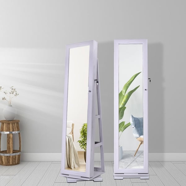 360 Degree Rotation Full-Body Mirror Cabinet Storage Jewelry Storage ...