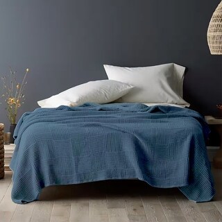 Queen Large Basketweave Cotton Blanket Sea Spray - Bed Bath & Beyond ...