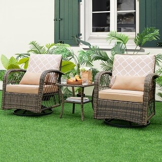 3 PCS Patio Swivel Rocker Set Swivel Rocking Chairs w/ Coffee Table ...