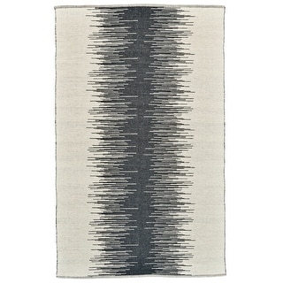 Gilda Handmade Soundwave Wool Rug, Ivory/Midnight Navy, Accent Rug ...
