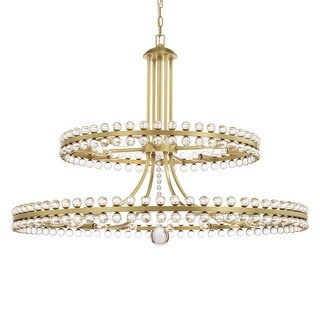 Clover 24 Light Aged Brass Two-tier Chandelier - 39'' W x 32.5'' H ...