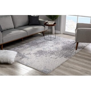 HomeRoots 4' x 6' Cream and Gray Tinted Ogee Pattern Area Rug - 5 ...
