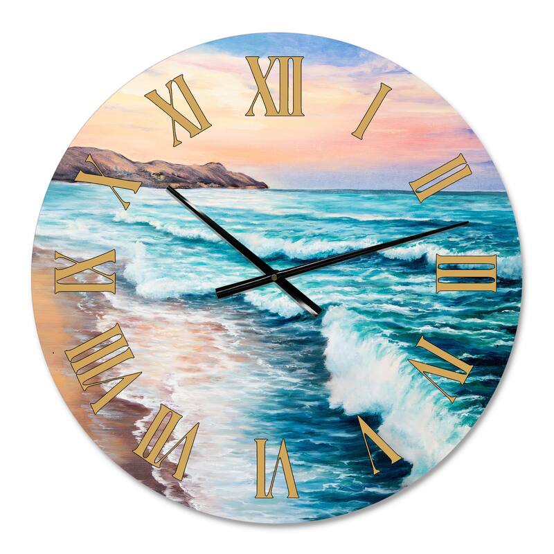 Designart 'Pastel Purple Marine Sunset By Ocean Beach' Nautical ...