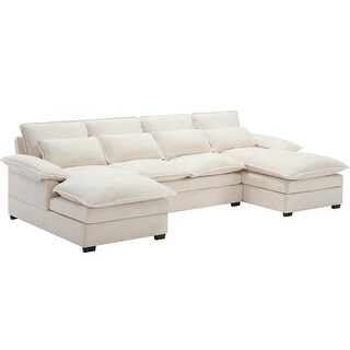 U-Shaped Modular Sectional Sofa with Waist Poillow and Double Chaise ...
