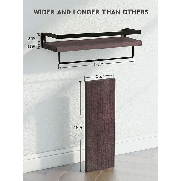 Brick Red Floating Bathroom Shelf with Towel Rail for bathroom/living ...