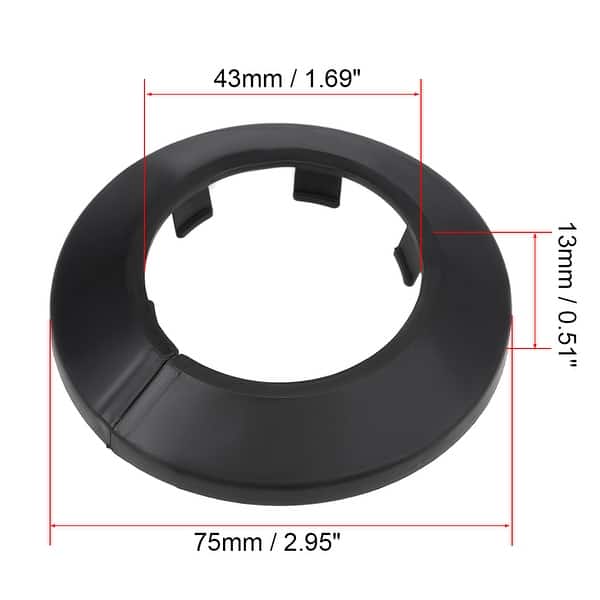 43mm Pipe Cover Decoration PP Plastic Water Pipe Escutcheon Black 4pcs ...