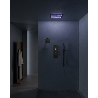 LED Dual Shower Heads 12" Rainfall Shower Faucet with Thermostatic ...