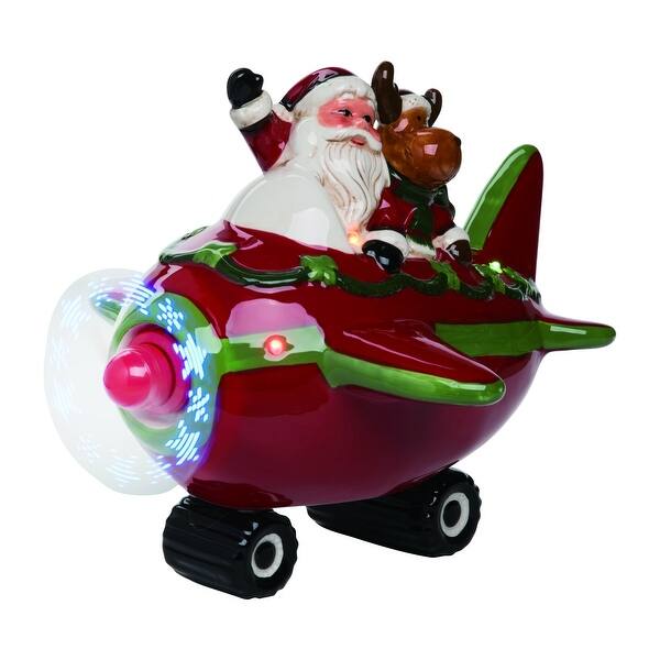Transpac Dolomite 10 in. Red Christmas Light Up Music Airplane - Bed Bath & Beyond - 34324166