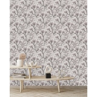 Grey Floral Wallpaper Peel and Stick and Prepasted - Bed Bath & Beyond ...