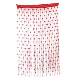 Window Heart Pattern Tassel Panel Divider Decoration String Curtain Red ...