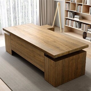 Light Walnut Color L-Shaped Solid Wood desks - Bed Bath & Beyond - 41380230