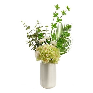 Green Hydrangea Arrangement in White Ceramic Pot - Bed Bath & Beyond ...