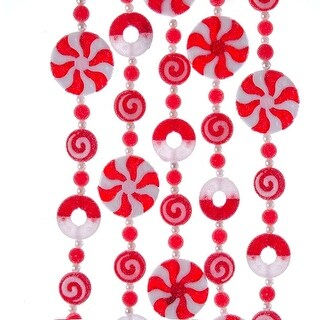 Red and White Glittered Peppermint Candy Christmas Garland - Bed Bath ...