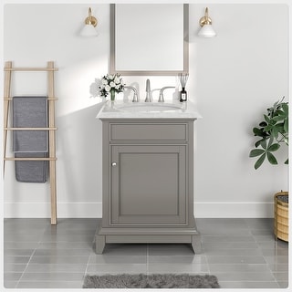 Eviva Elite Stamford 24" Gray Bathroom Vanity w/ Double Ogee Edge White ...